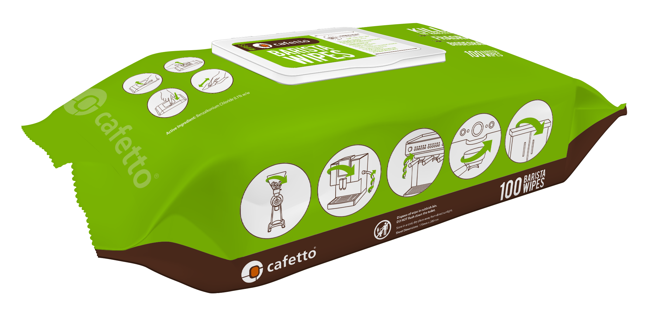 Cafetto Barista Cleaning Wipes 100 Wipe Pack – Heat & Anger